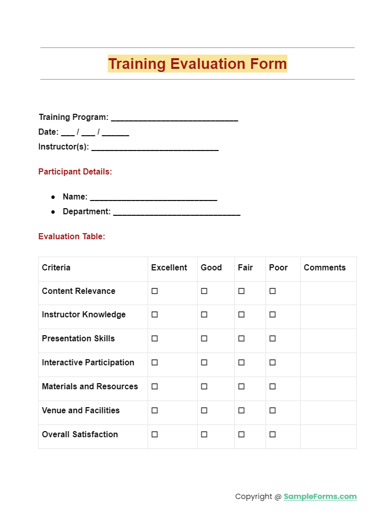 FREE 46+ Training Form Samples, PDF, Word, Google Docs, Excel