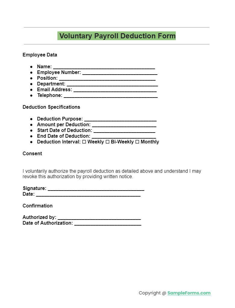 FREE 13+ Payroll Deduction Form Samples, PDF, MS Word, Google Docs