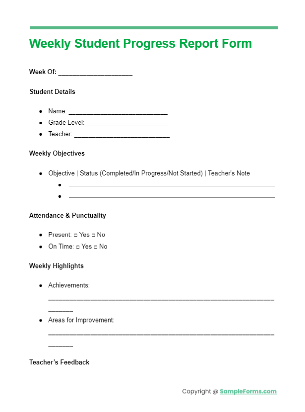 FREE 35+ Student Progress Report Form Samples, PDF, MS Word, Google Docs