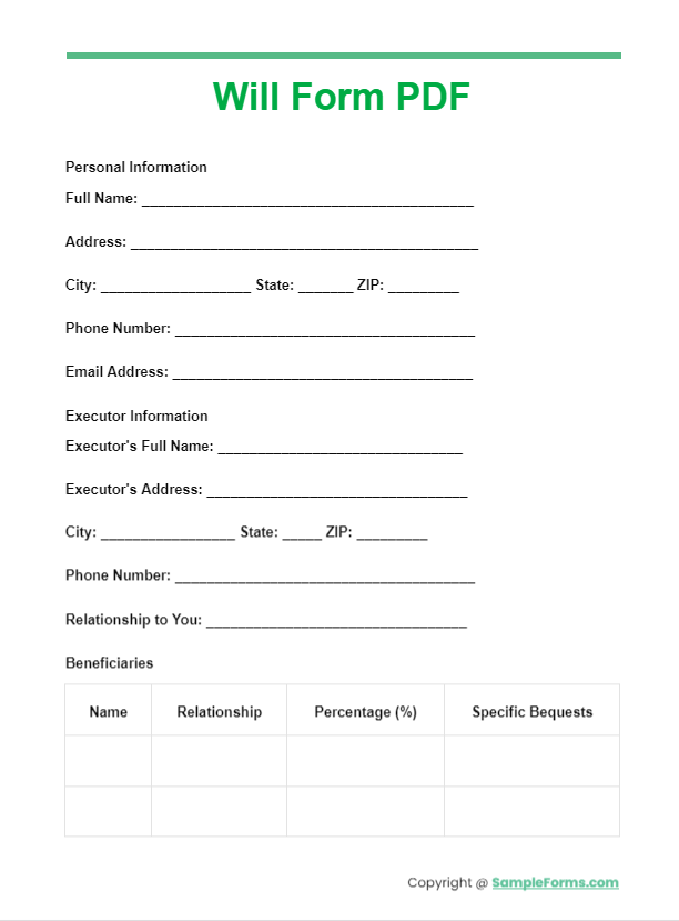 FREE 13+ Will Form Samples, PDF, MS Word, Google Docs
