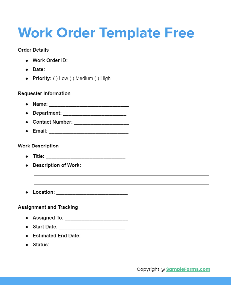 FREE 22+ Work Order Form Samples, PDF, MS Word, Google Docs