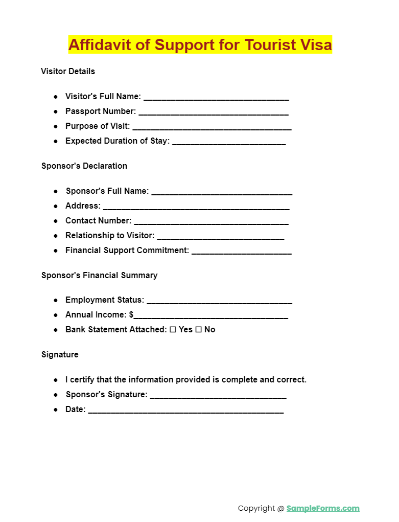 FREE 11+ Affidavit of Support Form Samples, PDF, MS Word, Google Docs