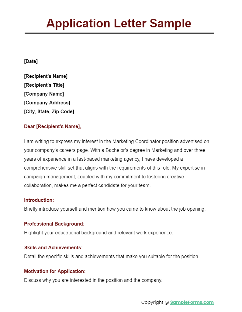 FREE 13+ Application Letter Samples, PDF, MS Word, Google Docs