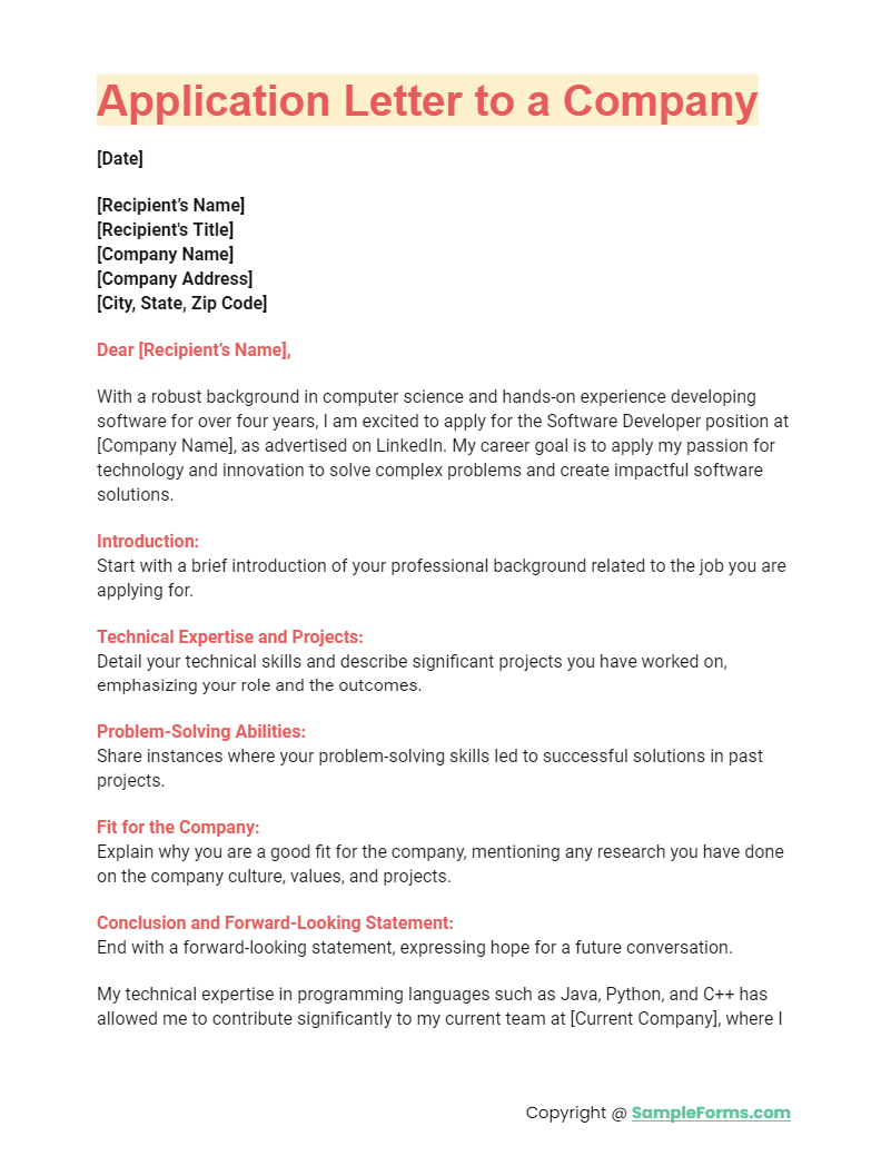 FREE 13+ Application Letter Samples, PDF, MS Word, Google Docs