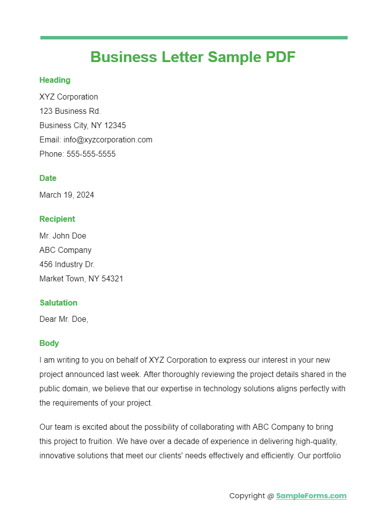 FREE 12+ Business Letter Samples, PDF, MS Word, Google Docs