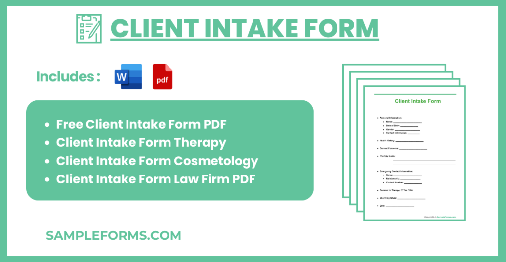 FREE 17+ Client Intake Form Samples, PDF, MS Word, Google Docs, Excel