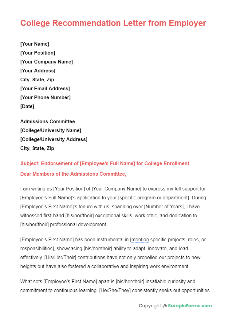 FREE 10+ College Letter of Recommendation Samples, PDF, MS Word, Google ...