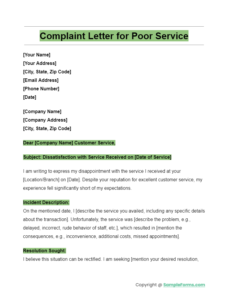 FREE 12+ Complaint Letter Samples, PDF, MS Word, Google Docs