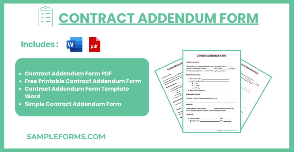 FREE 13+ Contract Addendum Form Samples, PDF, MS Word, Google Docs, Excel