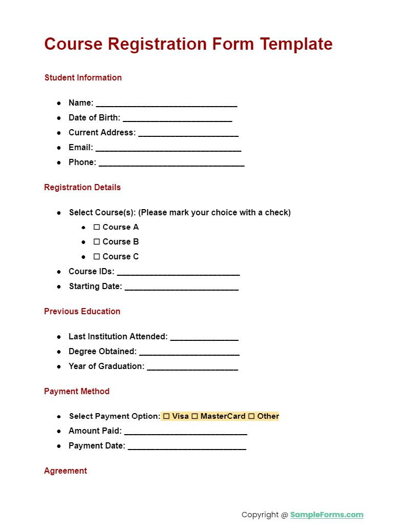 FREE 17+ Course Registration Form Samples, PDF, MS Word, Google Docs, Excel