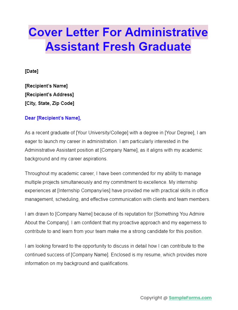 FREE 12+ Cover Letter For Administrative Assistant Samples, PDF, MS ...