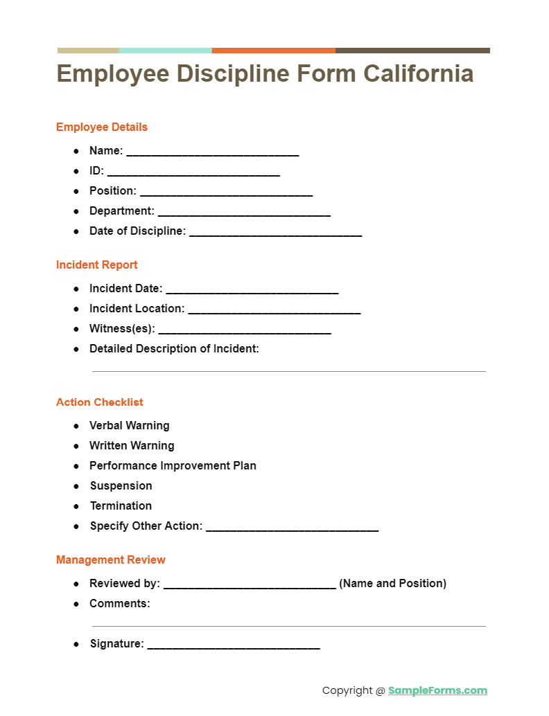 FREE 11+ Employee Discipline Form Samples, PDF, MS Word, Google Docs