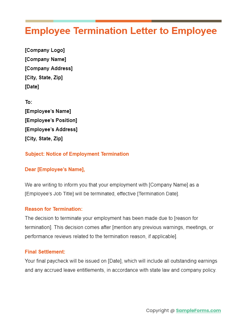 FREE 10+ Employee Termination Letter Samples, PDF, MS Word, Google Docs