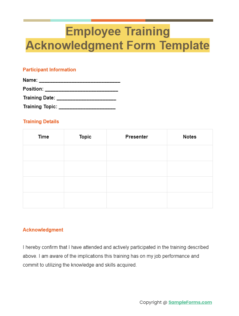 FREE 24+ Training Acknowledgment Form Samples, PDF, MS Word, Google ...