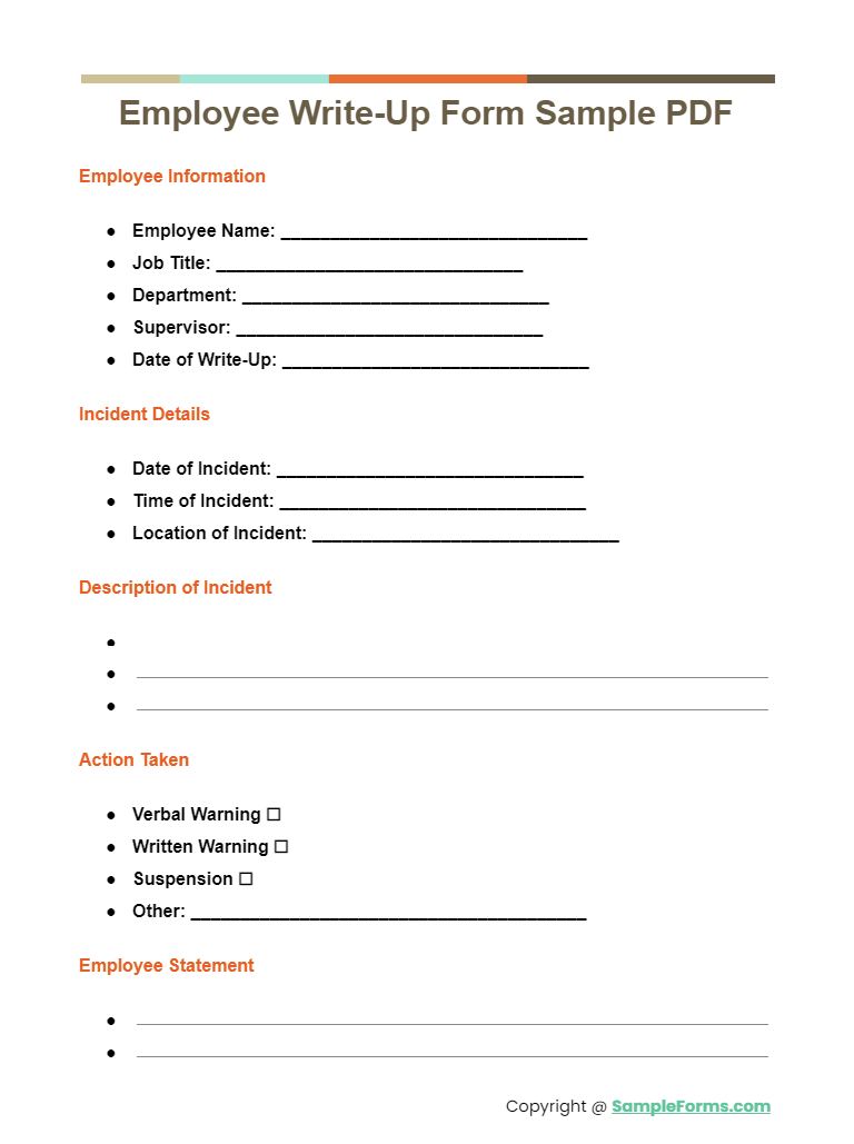 FREE 11+ Employee Write Up Form Samples, PDF, MS Word, Google Docs