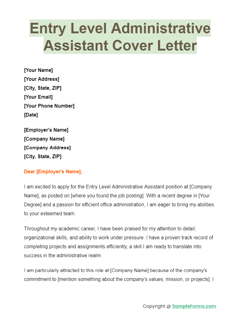 FREE 11+ Administrative Assistant Cover Letter Sample, PDF, MS Word ...