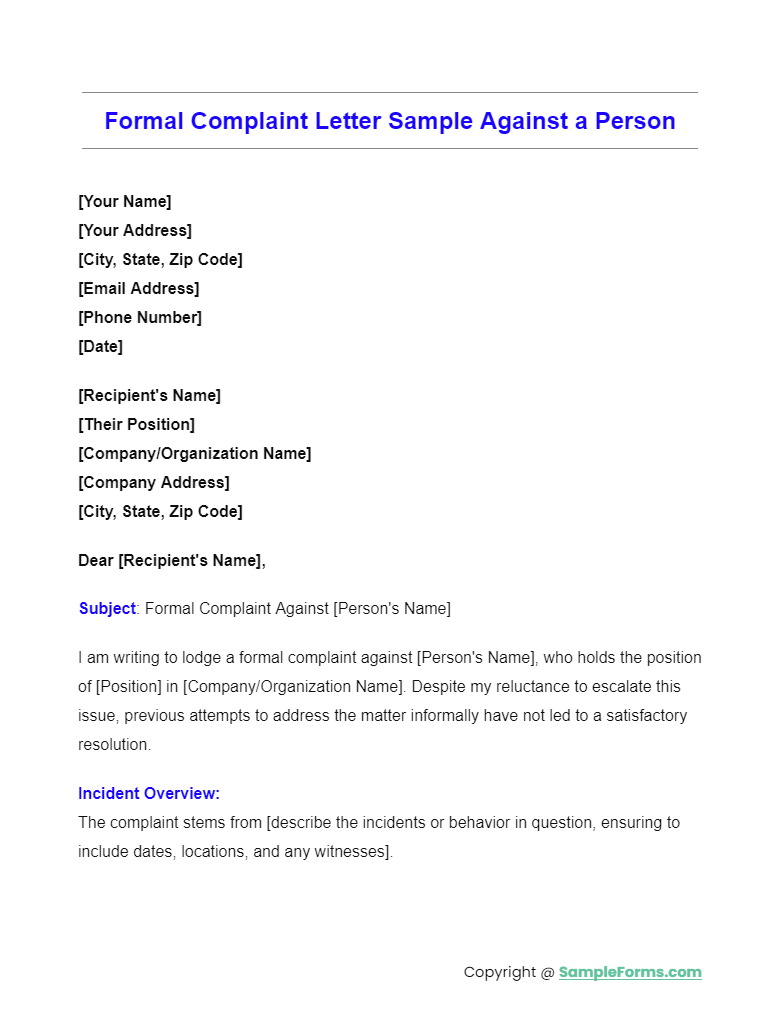 FREE 12+ Complaint Letter Samples, PDF, MS Word, Google Docs