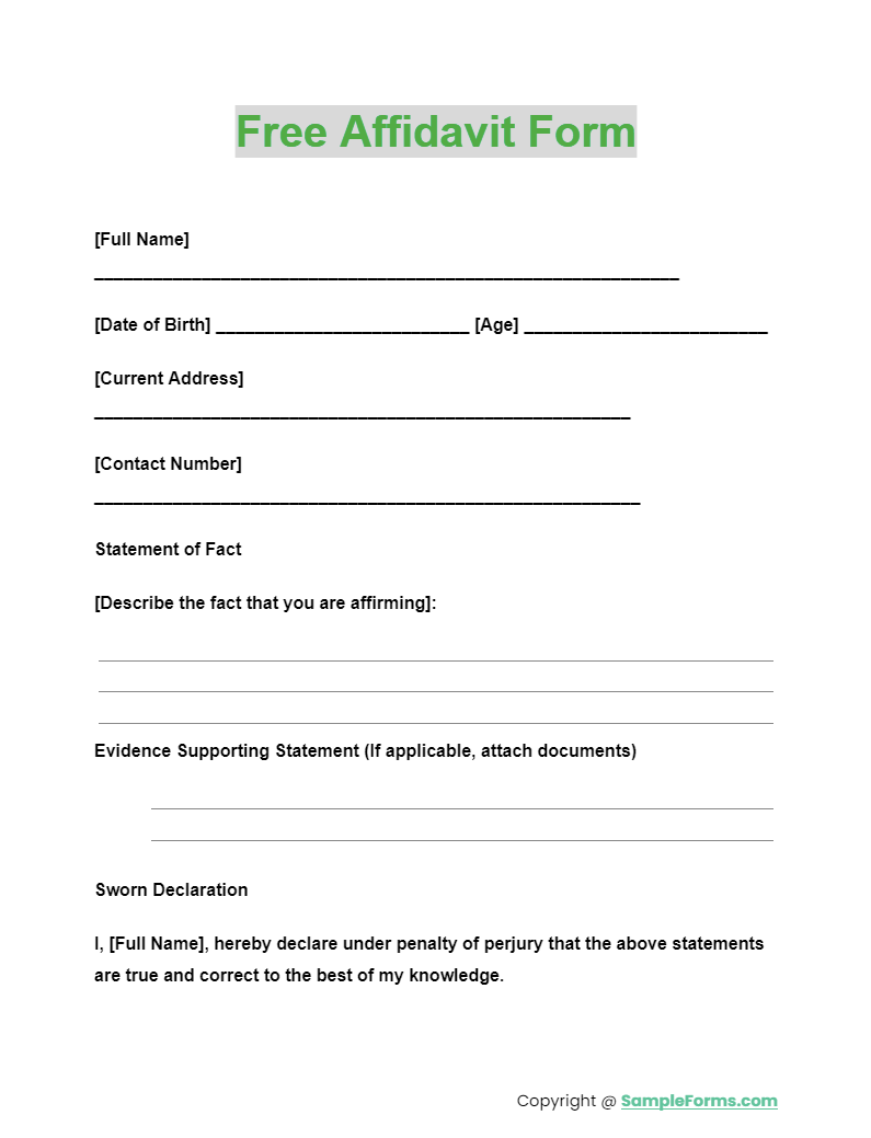 FREE 29+ Affidavit Form Samples, PDF, MS Word, Google Docs