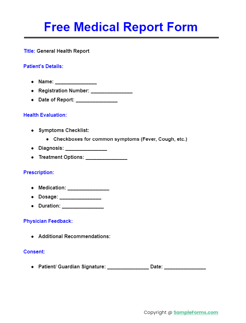 FREE 11+ Medical Report Form Samples, PDF, MS Word, Google Docs
