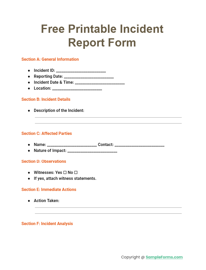 FREE 13+ Incident Report Form Samples, PDF, MS Word, Google Docs