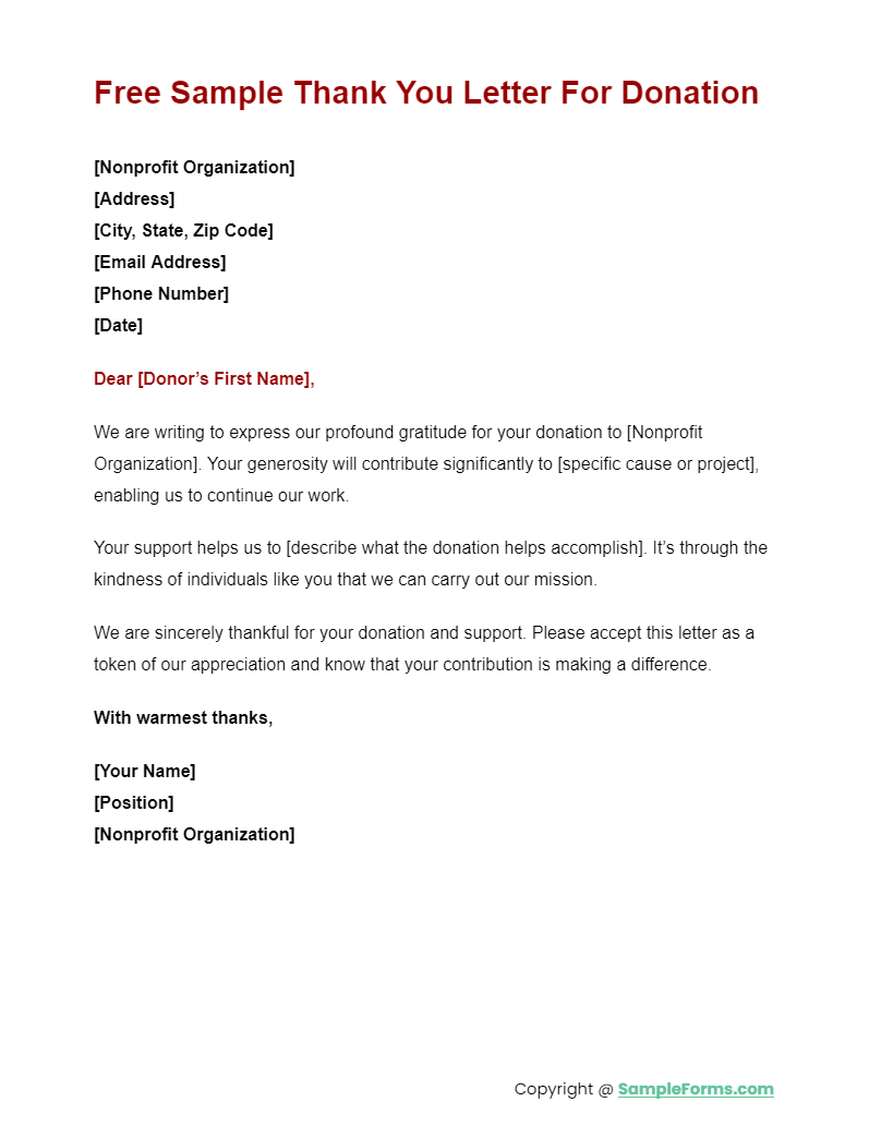 FREE 10+Thank You Letter For Donation Samples, PDF, MS Word, Google Docs