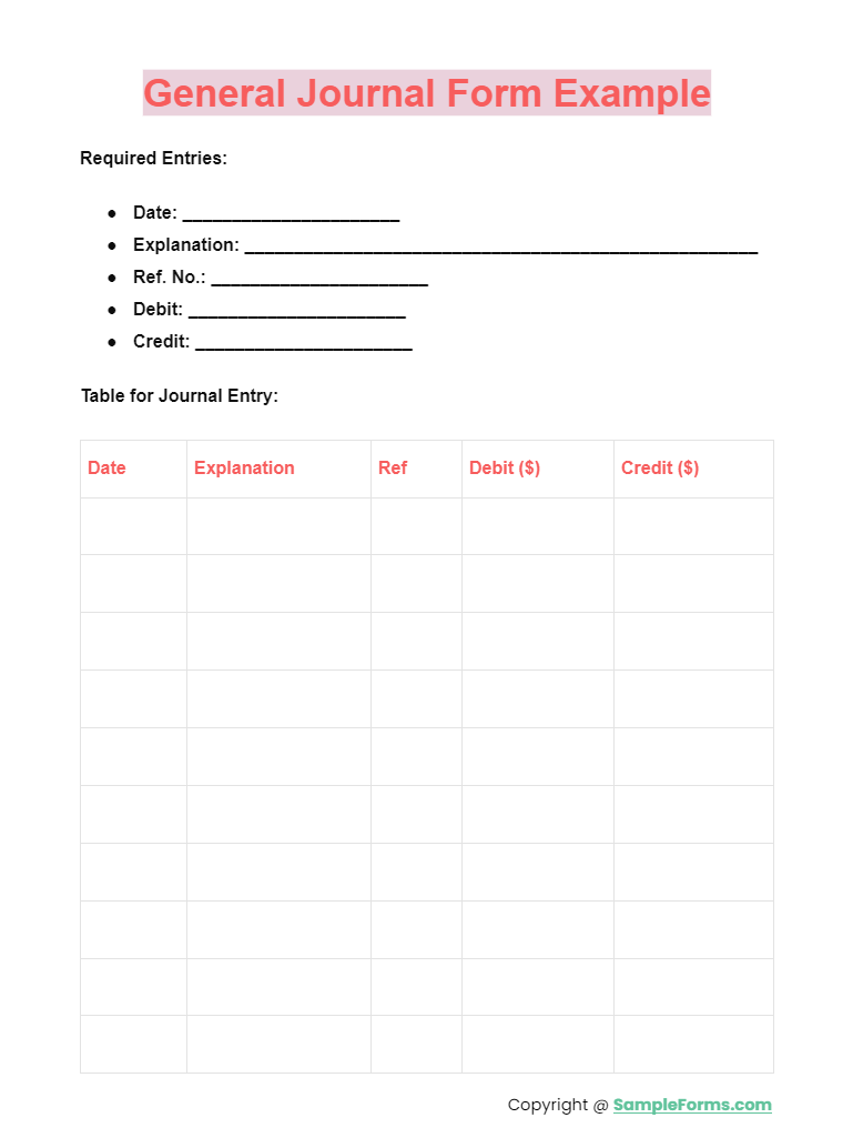 FREE 9+ General Journal Form Samples, PDF, MS Word, Google Docs Excel