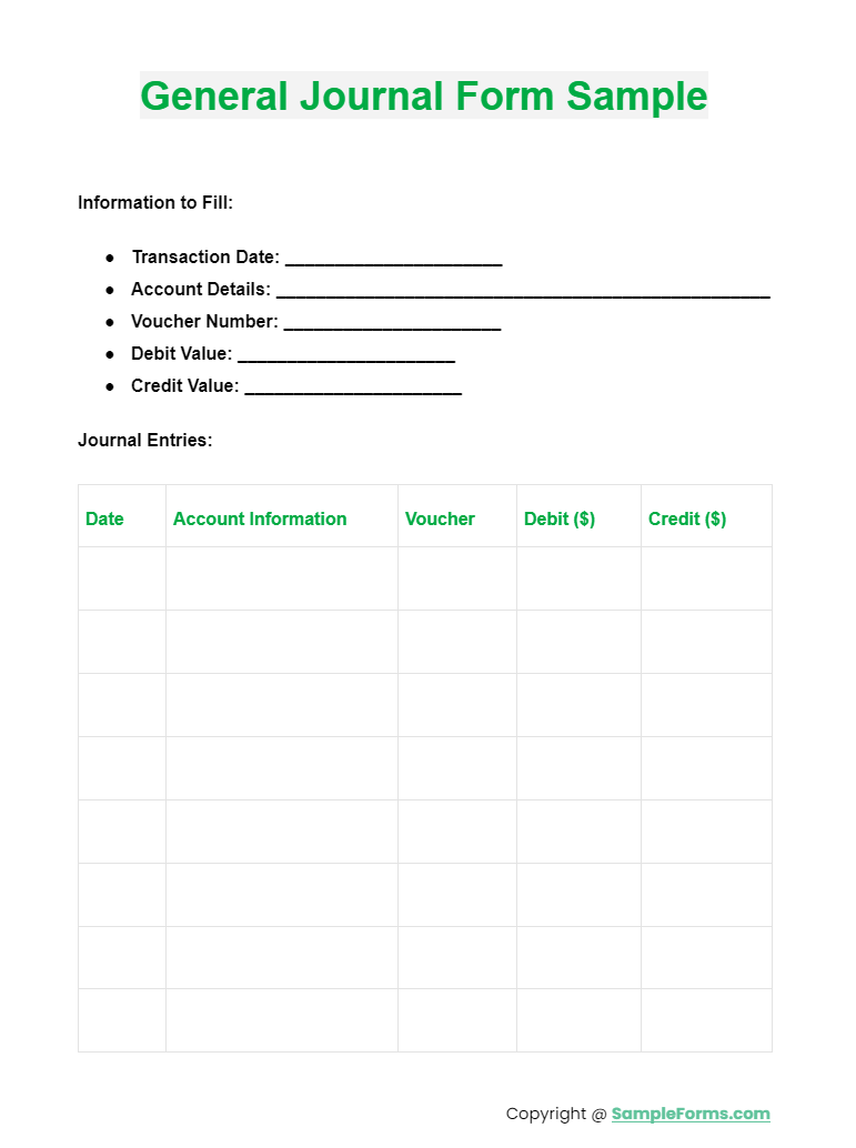 FREE 9+ General Journal Form Samples, PDF, MS Word, Google Docs Excel
