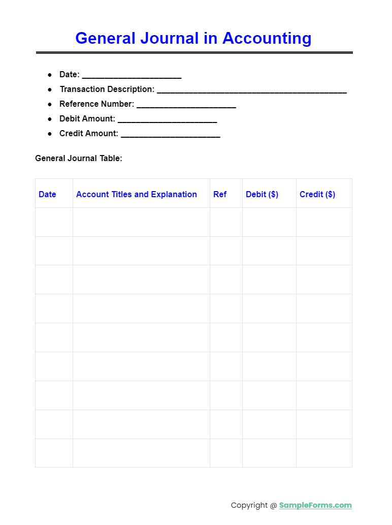 FREE 9+ General Journal Form Samples, PDF, MS Word, Google Docs Excel