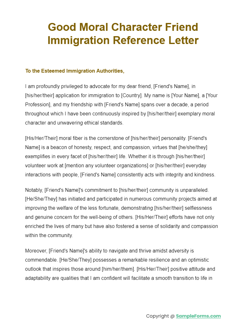 FREE 7+ Character Reference for Immigration Recommendation Letter ...