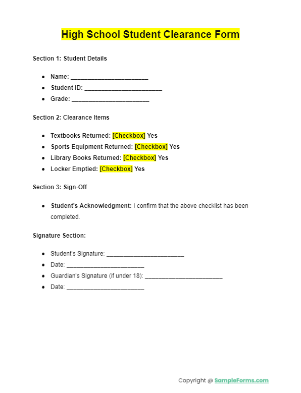 FREE 18+ Student Clearance Form Samples, PDF, MS Word, Google Docs