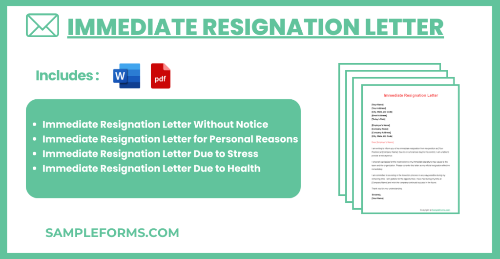 FREE 15+ Immediate Resignation Letter Samples, PDF, MS Word, Google Docs