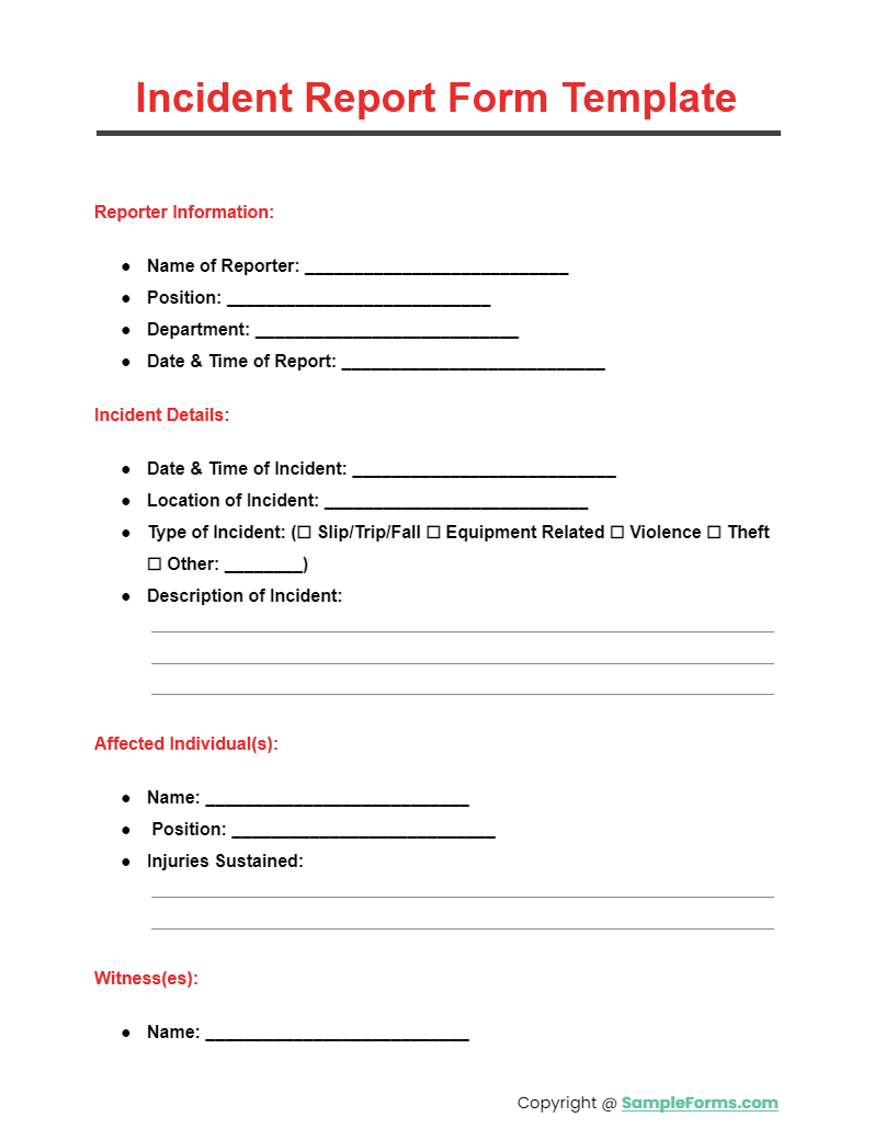 FREE 13+ Incident Report Form Samples, PDF, MS Word, Google Docs