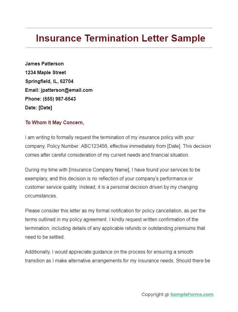 FREE 9+ Insurance Termination Letter Samples, PDF, MS Word, Google Docs