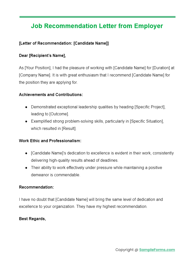 FREE 11+ Job Recommendation Letter Samples, PDF, MS Word, Google Docs