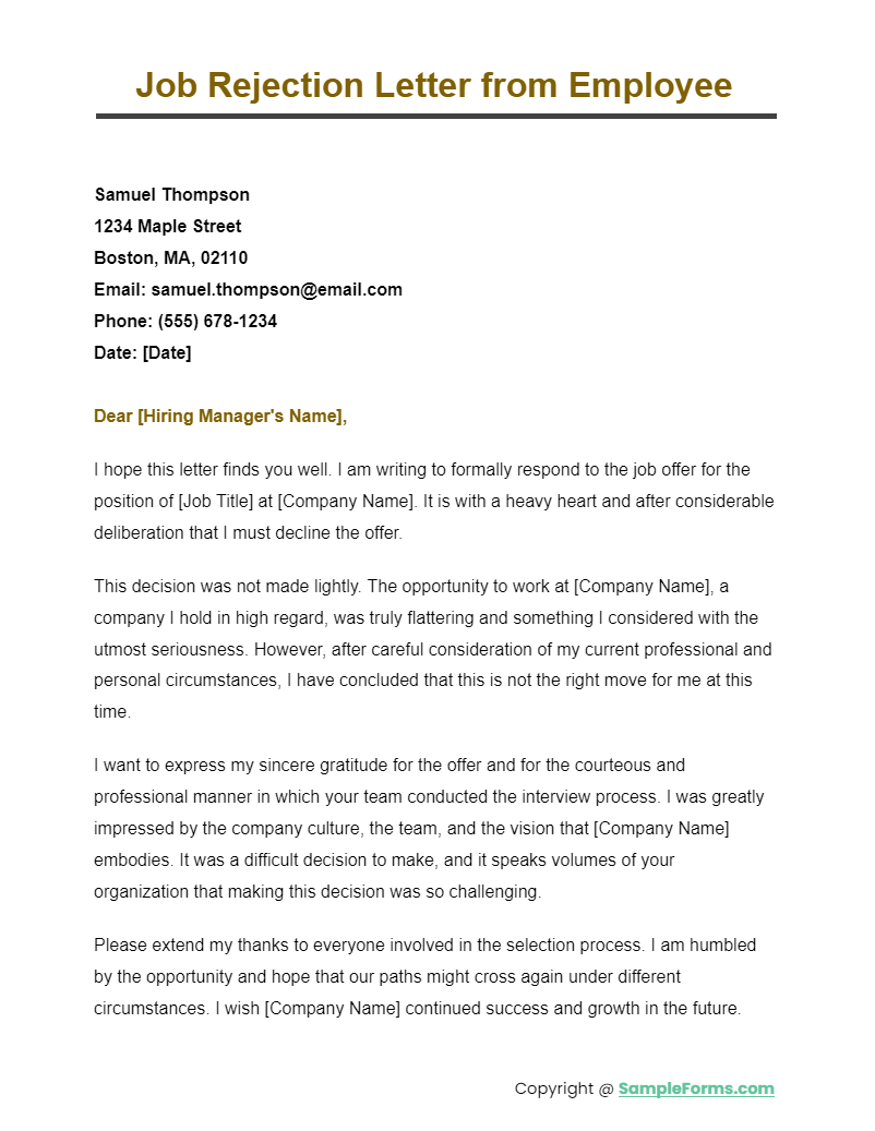 FREE 9+ Employment Rejection Letter Samples, PDF, MS Word, Google Docs