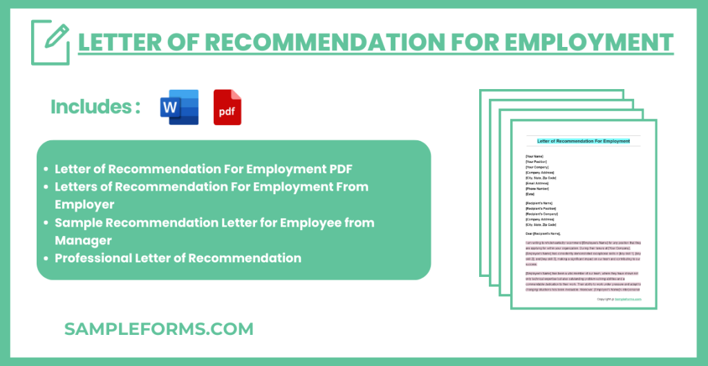 FREE 10+ Letter of Recommendation For Employment Samples, PDF, MS Word ...