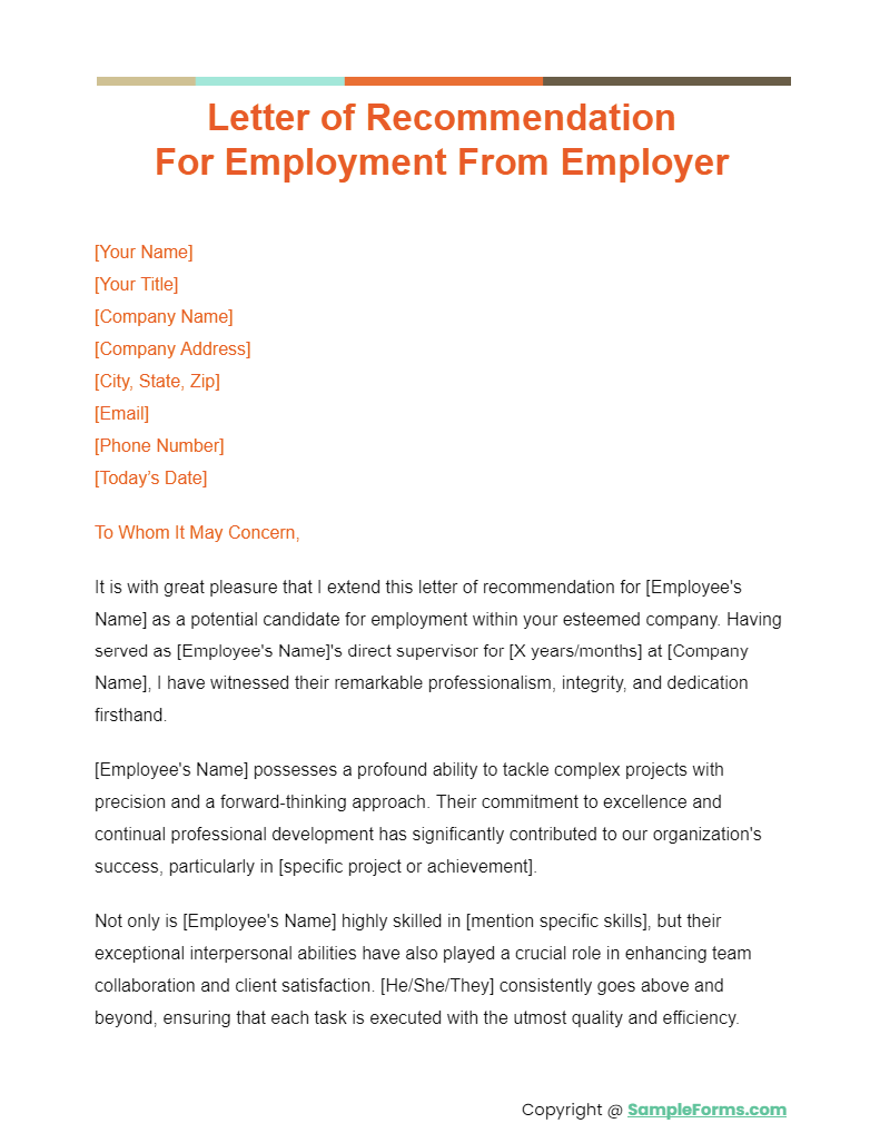 FREE 10+ Letter of Recommendation For Employment Samples, PDF, MS Word ...