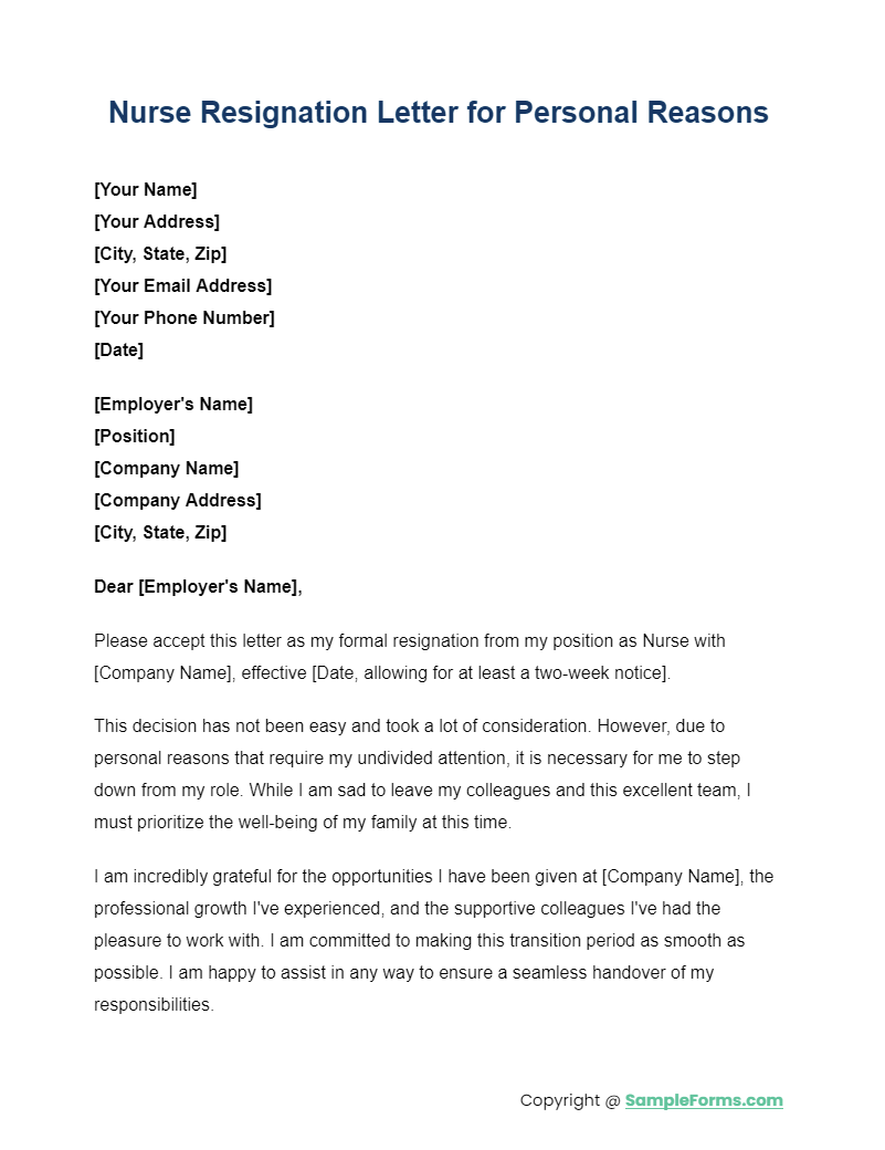 FREE 9+ Nursing RN Resignation Letter Samples, PDF, MS Word, Google Docs