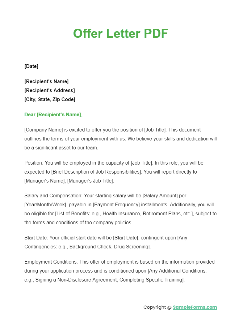 FREE 11+ Offer Letter Samples, PDF, MS Word, Google Docs