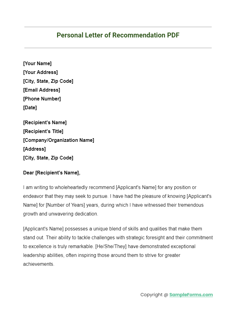 FREE 10+ Personal Letter of Recommendation Samples, PDF, MS Word ...