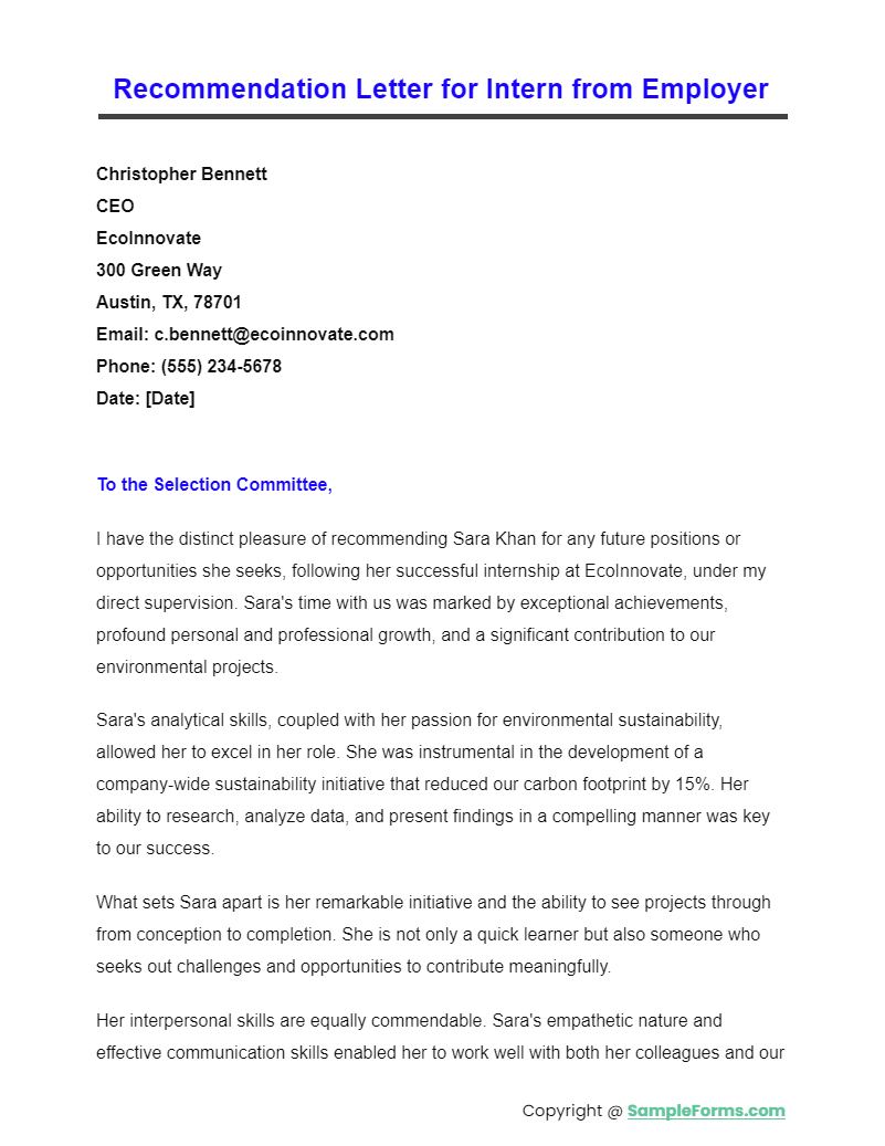 FREE 9+ Internship Recommendation Letter Samples, PDF, MS Word, Google Docs