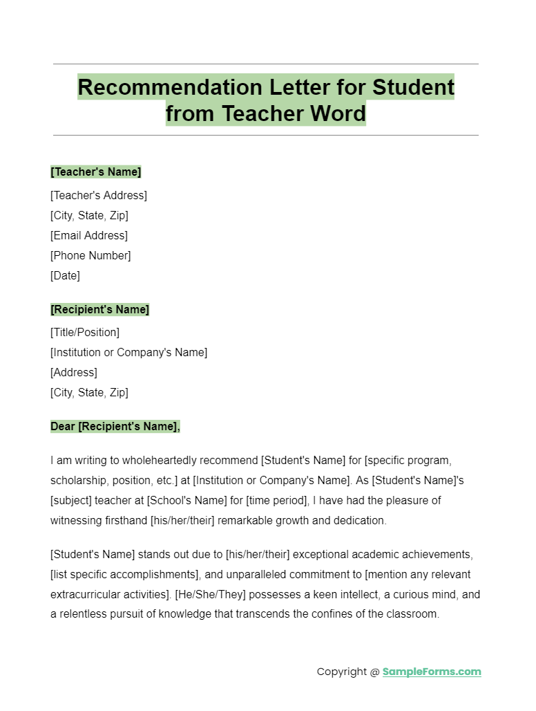 FREE 13+ Recommendation Letter For Student Samples, PDF, Google Docs