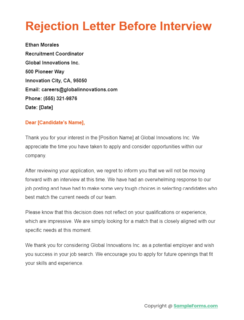 FREE 9+ Employment Rejection Letter Samples, PDF, MS Word, Google Docs