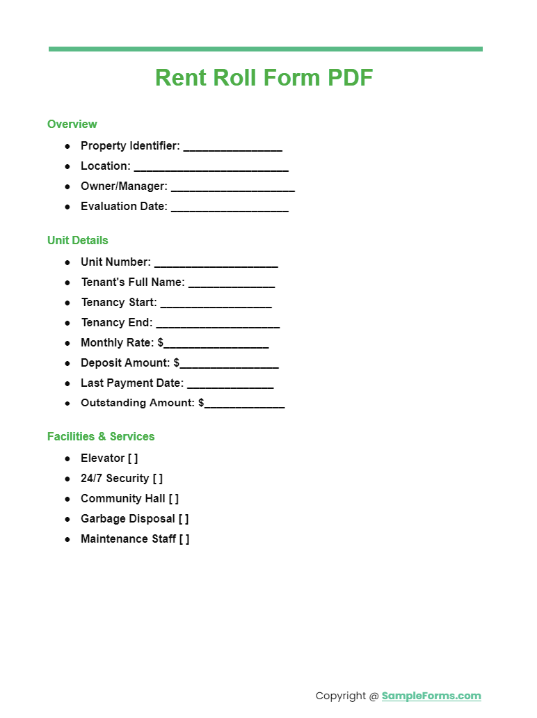 FREE 22+ Rent Roll Form Samples, PDF, MS Word, Google Docs, Excel
