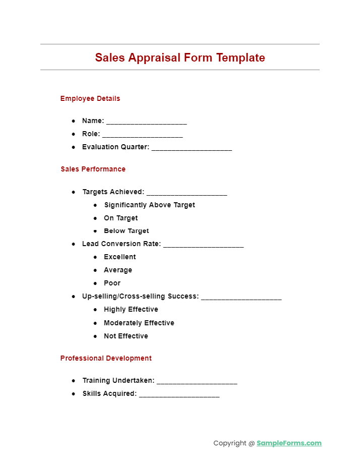 FREE 10+ Sales Appraisal Form Samples, PDF, MS Word, Google Docs