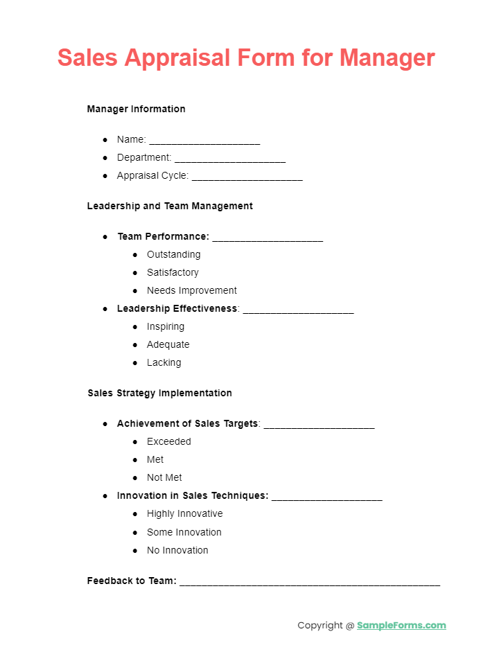 FREE 10+ Sales Appraisal Form Samples, PDF, MS Word, Google Docs