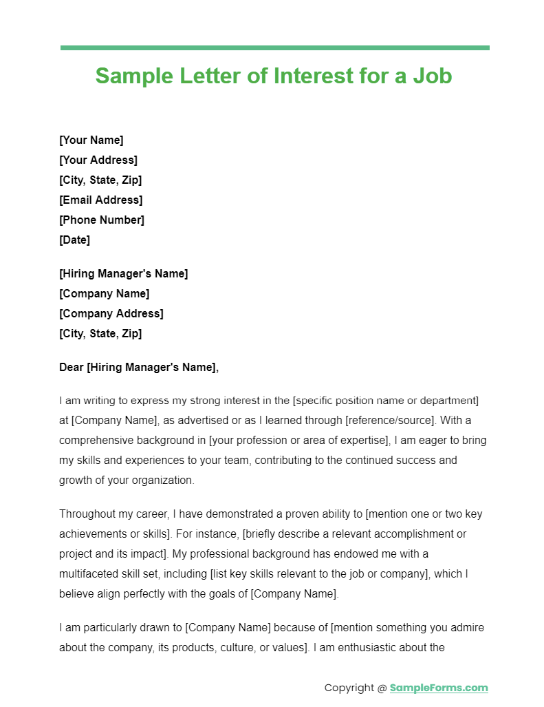 FREE 11+ Letter of Interest Samples, PDF, MS Word, Google Docs