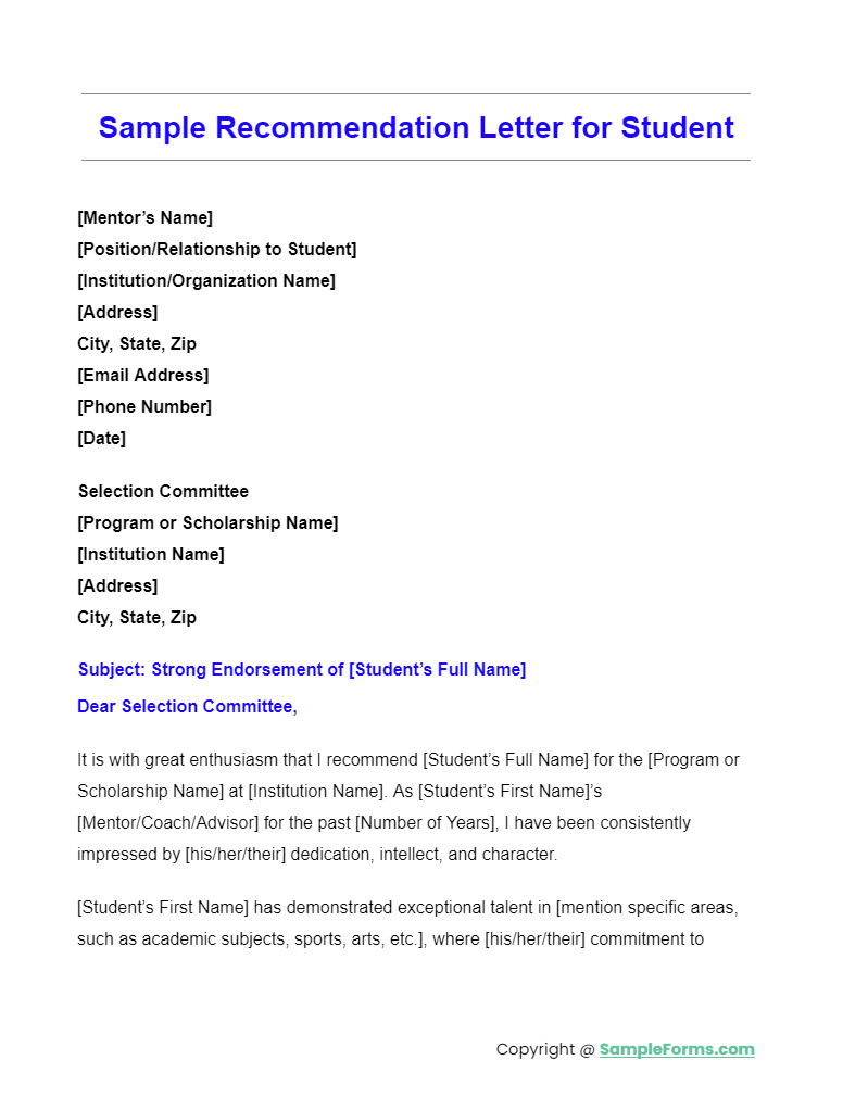 FREE 10+ College Letter of Recommendation Samples, PDF, MS Word, Google ...