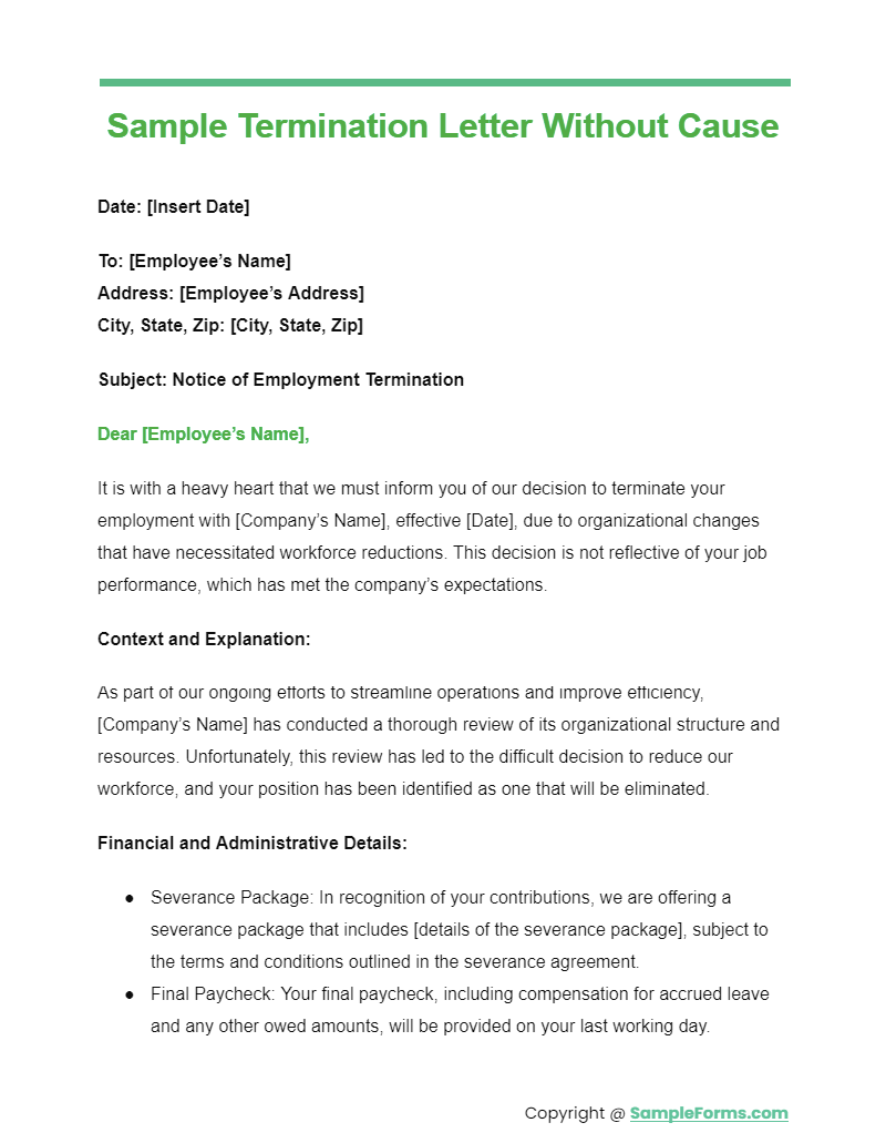 FREE 12+ Employment Termination Letter Samples, PDF, MS Word, Google Docs