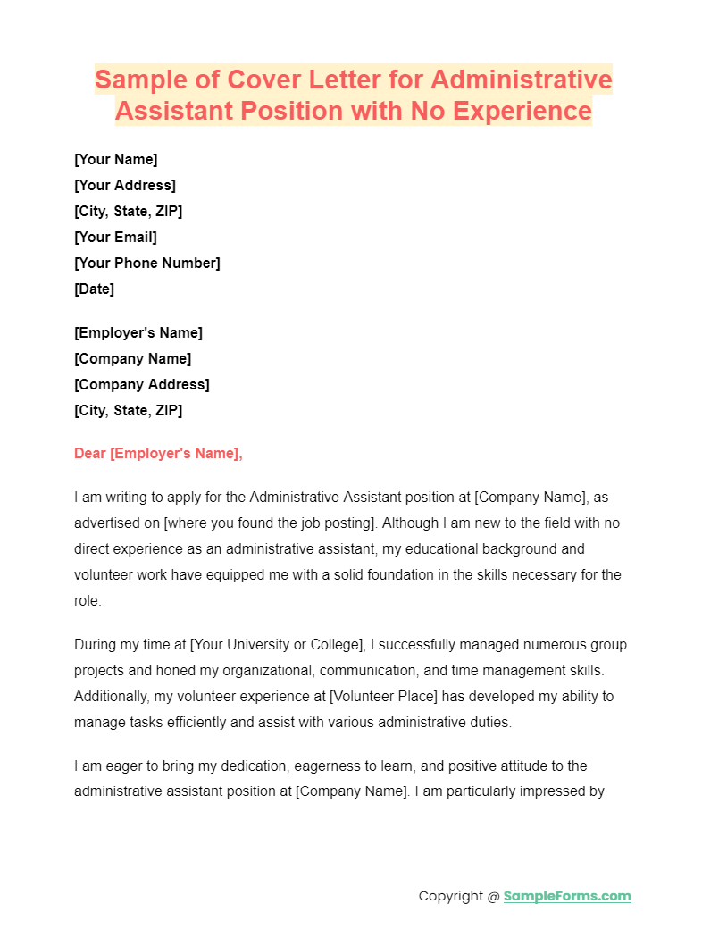 FREE 11+ Administrative Assistant Cover Letter Sample, PDF, MS Word ...
